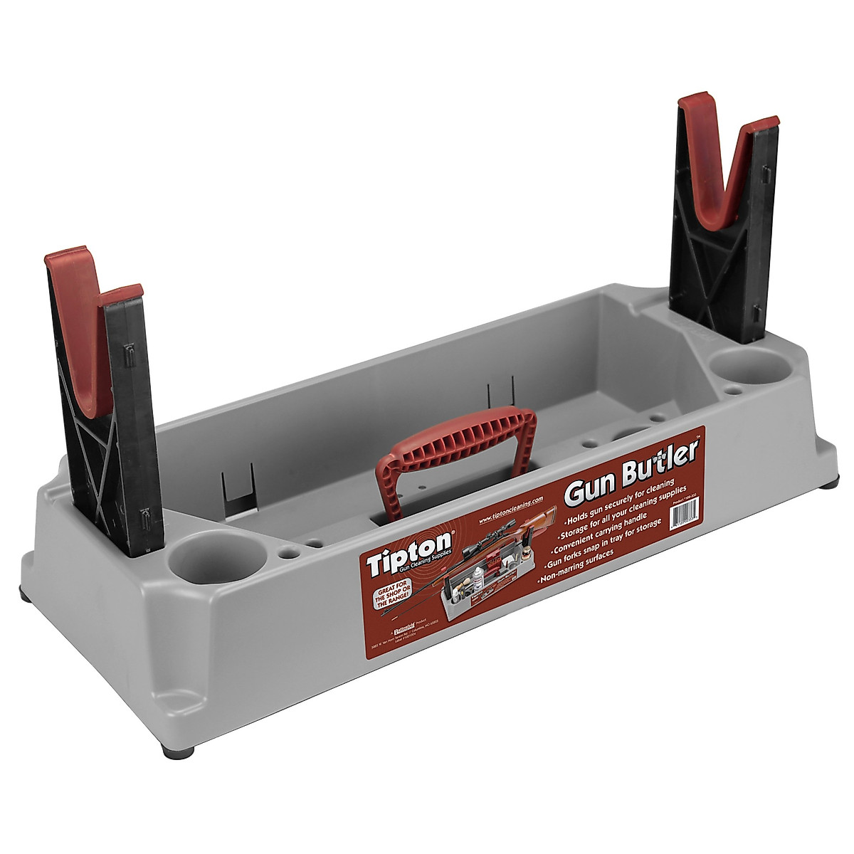 Tipton Gun Butler with Non-Marring Cleaning Forks and Storage Compartments for Secure Firearm Cleaning and Maintenance Green