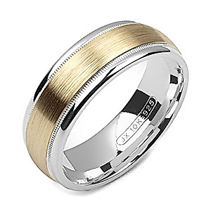 Alain Raphael two-tone sterling silver & 10K yellow gold 7 millimeters wide wedding band