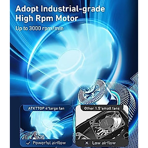 ATKTTOP Laptop Cooling Pad with 8 Quiet [Industrial Grade High RPM] Fans, Laptop Cooler for 12-17 Inch Laptop, Portable USB Powered Gaming Laptop Cooling Pad, Laptop Stand with Fan Switch Control