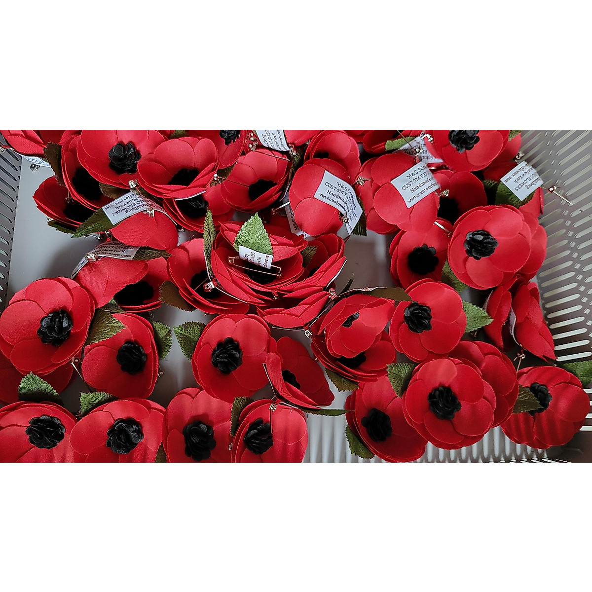 Poppy Silk Fabric Flower Pin Brooch Flower. Red Satin Poppy - Poppies Hand-made in New York's Garment Center (American Made)