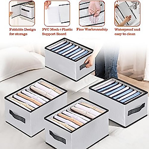 YFZYT Wardrobe Clothes Organizer, 4 pcs 9 Grids Drawer Organizers for Clothing Storage Box Foldable Closet Drawer Organizer for Leggings, Skirts, T-shirts, Jeans Pants,Sweaters 16.9"×11"×8.7"