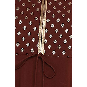 Janasya Indian Women's Tunic Tops Crepe Kurti for Women(JNE3396-KR-XL) Brown