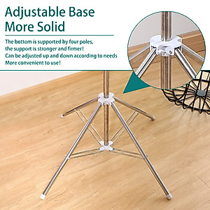 Hershii 3 Tiers Clothes Drying Rack Collapsible Indoor Outdoor Garment Airer Stand Folding Laundry Hanger Organizer Space Saving with Towels Bars and Clothespins, 43.3-66.92inches High