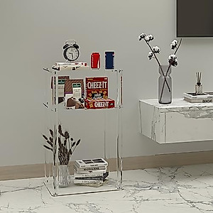 KMANDLU Acrylic End Table，Acrylic Coffee Table，Transparent Bedside Table， Leisure Table， Acrylic Side Table，Showroom Transparent Small Table