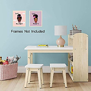 Black Girl Wall Art,Motivational Black Girl Wall Art,African American Girl Art Painting,Inspirational Black Girl Wall Art,Decor for Girls Bedroom,Wall Art for Girls Bedroom, Set of 4 - No Frame,8"x10"