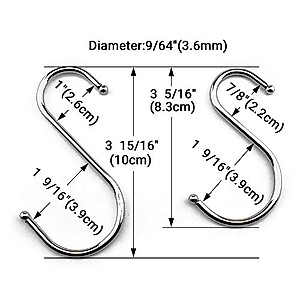 LQJ Pro S Hooks (Size Medium and Large) Closet Hooks No Scrach 16 Pack Heavy Duty Metal Rustproof Sturdy Versatile Hooks for Hanging Jeans Pots Pans Kitchen Utensils from Wire Shelving or Pot Rack