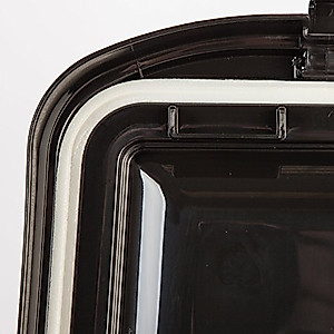 IRIS USA WeatherPro Airtight Dog Food Storage Container, Up to 25 lbs, Removable Wheels, for Dog Cat Bird and Other Pet Food Storage Bin, Keep Fresh, Translucent Body, Clear/Black