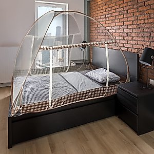 Portable Travel Folding Net with Bottom, Bed Canopy, Breathable Crib for Children Baby Toddlers Kids Reading Playing (Light Brown,200 x 180 x 150 cm)