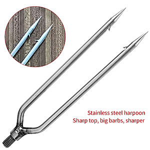 Stainless Steel Fishing Harpoon 2 Prong Fishing Gig Gaff Hook with 8mm Screw for Outdoor Fishing Tackle for Outdoor Fishing Tackle Catching Fish Frog in River Lake-Capable