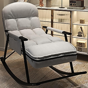 KAXLDHH Rocking Chair Outdoor Rocker Oversized Rocker with Steel Frame, Comfy Patio Chairs Camping Chairs for Adults for Patio, Backyard, Balcony, Porch, 300lbs Weight Capacity (Color : Gray 1)