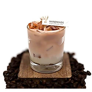 Ezra Design Iced Coffee Scented Candle – Natural and Organic Soy Wax Coffee Candle and Essential Oils – Decorative Iced Coffee Mug Candle for Aromatherapy, Meditation, Home Decor, Brown