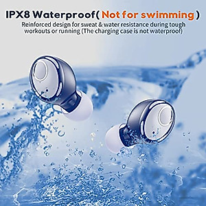 kurdene Bluetooth Wireless Earbuds, S8 Deep Bass Sound 38H Playtime IPX8 Waterproof Earphones Call Clear with Microphone in-Ear Bluetooth Headphones Comfortable for iPhone, Android