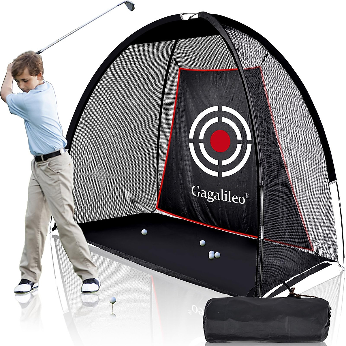 Golf Hitting Practice Nets for Backyard Driving Heavy Duty Men Real Indoor Golf Balls Hitting Pitching Driving Nets for Indoor Outdoor Garage Use Golfing Swing Training Impact Cages with Frame and Net