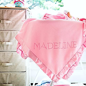 Custom Catch Personalized Girl Pink Baby Blanket Gift with Flower, Ladybug, Bee or Butterfly