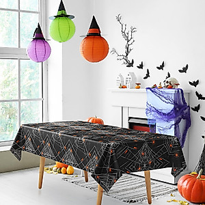 DECORLIFE 3 Pack Plastic Halloween Tablecloths, Disposable Spider Web Table Cloths, Large Rectangular Halloween Table Covers for Home Decor and Halloween Party Decorations, 54 x 108 Inches