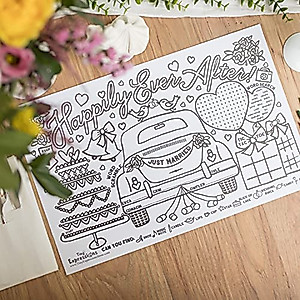Tiny Expressions – Wedding Activity Placemats for Kids (Pack of 12 Wedding Placemats) | Coloring Activity Paper Mats for Kids Table | Disposable Bulk Bundle Set (12 Paper Placemats)