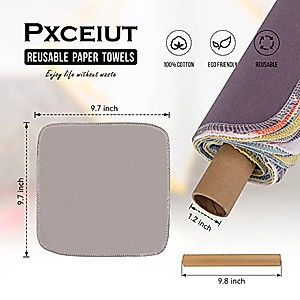 Reusable Paper Towels Washable Roll - Packs of 48 Kitchen Paperless Paper Towels - 10" x 10" Cotton Cloth Paper Towels, Super Soft, Absorbent, Zero Waste Alternative Napkins