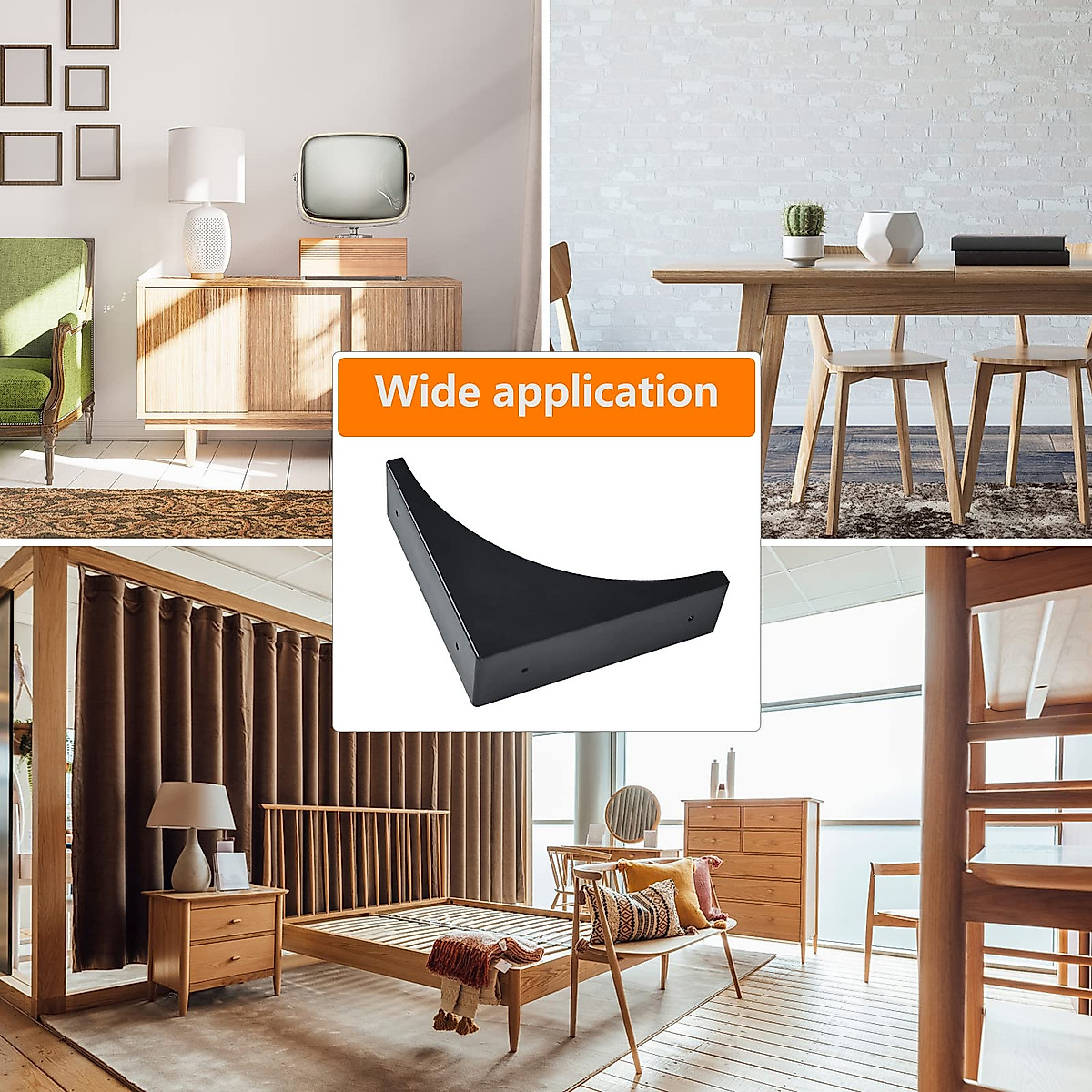 Eforlike 4 Piece Antique Metal Box Corner Protector Edge Safety Guard Cabinet Furniture Corner Metal Bumpers (Black)