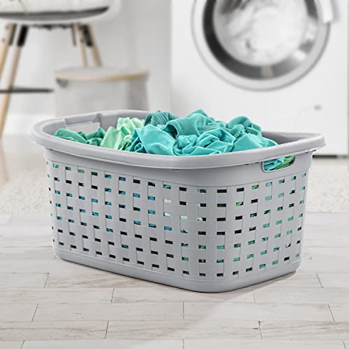Sterilite 12756A06 Weave Laundry Basket, Cement, 6-Pack