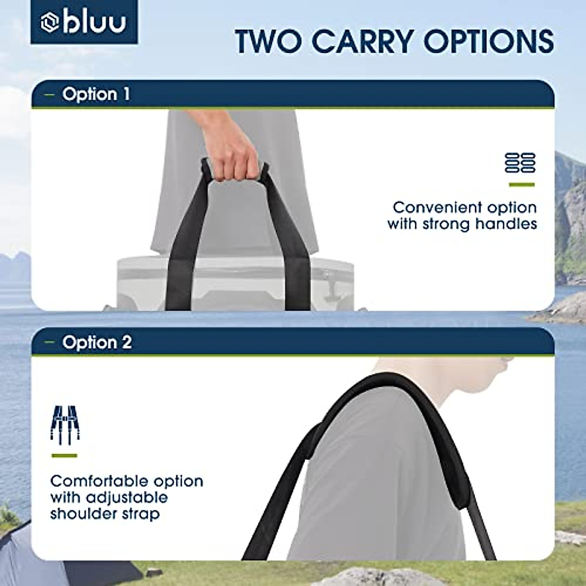 BLUU 25 Quart Cooler Bag, Leakproof Insulated Bag Coolers with HydroLock Zipper (Wolf)