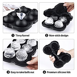 Ice Cube Tray, Mikiwon 2 inch Rose Ice Cube Trays With Covers, 6 Cavity Silicone Rose Ice Ball Maker, Easy Release Large Ice Cube Form for Chilled Cocktails, Whiskey, Bourbon & Homemade Juice