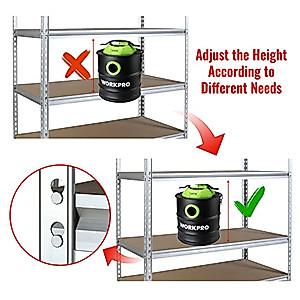 WORKPRO 5-Tier Storage Shelving Unit, 48”W x 24”D x 72”H, Adjustable Storage Rack Heavy Duty Aluminum Alloy Shelf, 2750 lbs Load Capacity (Total), for Garage, Kitchen, Bathroom, Warehouse, W082061