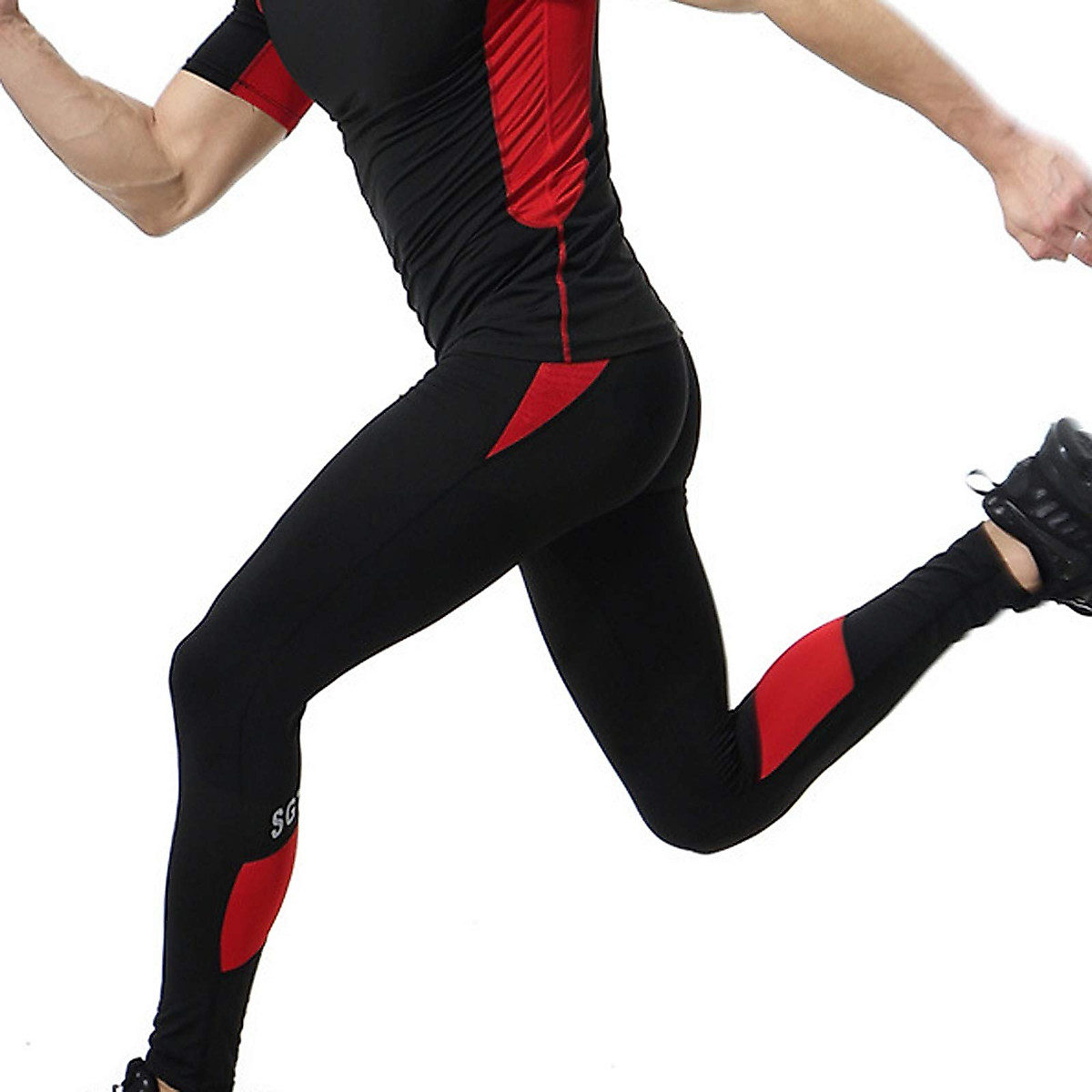 Mens Summer Fitness Patchwork Bodybuilding Skin Tight-drying Long Sports Pants 1208