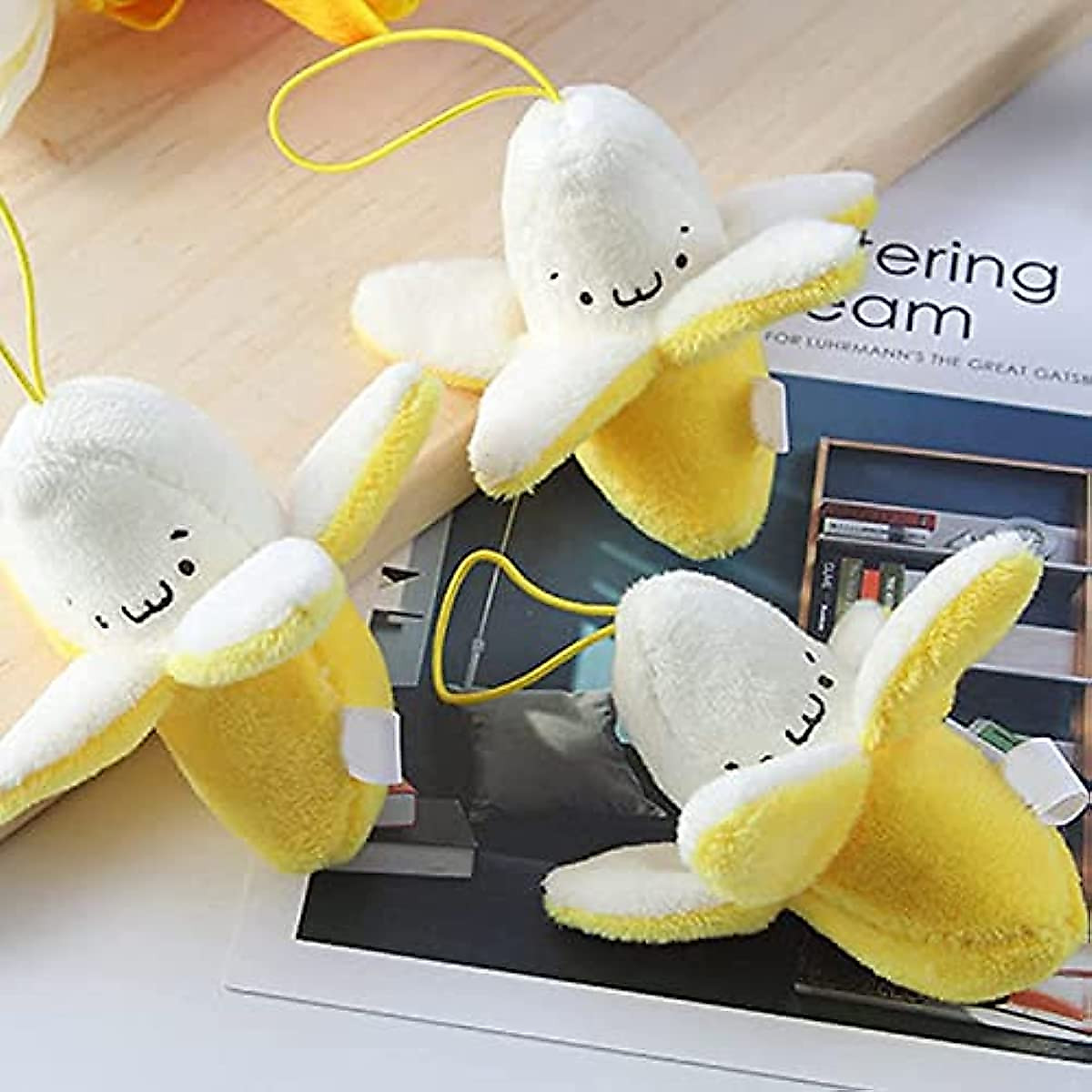 SKCAEX Cute Stuffed Peeling Banana Doll Toy, Cartoon Doll Soft Birthday Gift PP Cotton Peeling Banana Shape Plush Doll Pendant for Decoration