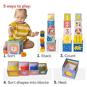 Taf Toys Savannah Sort & Stack for Infants & Toddlers, Perfect for Stacking, Nesting, Sorting, Counting & Learning Colors & Shapes. Educational Toy for 12 Months & up