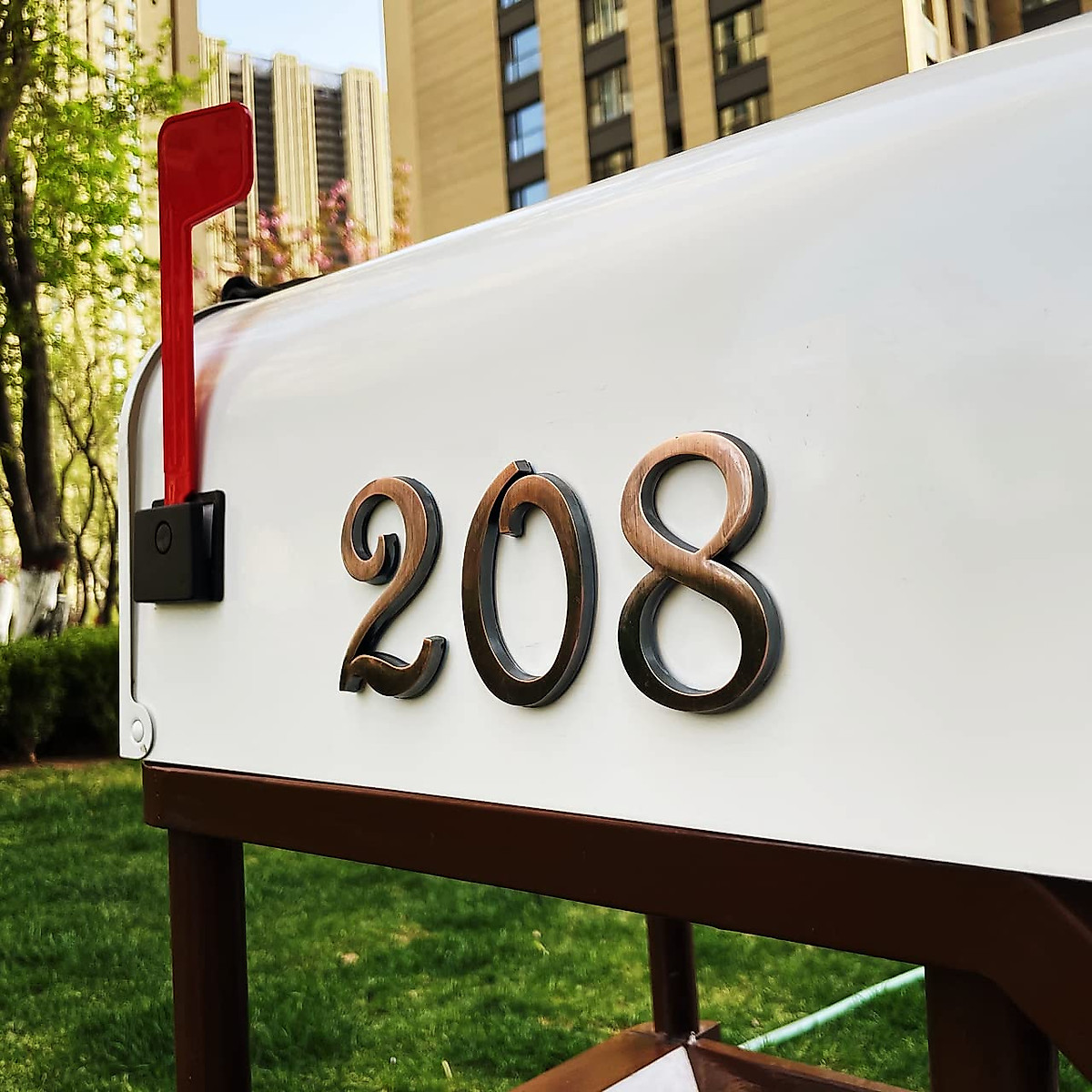 Waterproof House Mailbox Numbers 3 Inch Door Number Address Sign Stickers for Apartment Hotel Office Home Yard Outside or Business Decoration Project. (Copper)