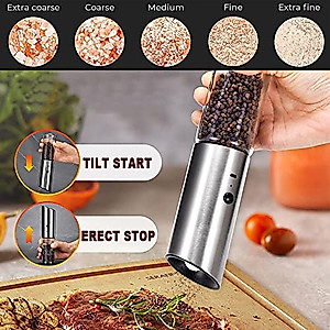 DLD Electric Pepper Grinder USB Rechargeable, Automatic Pepper and Salt Mill Grinder with LED Light, Quick Charging Grinder, Adjustable Coarseness, One Hand Operation