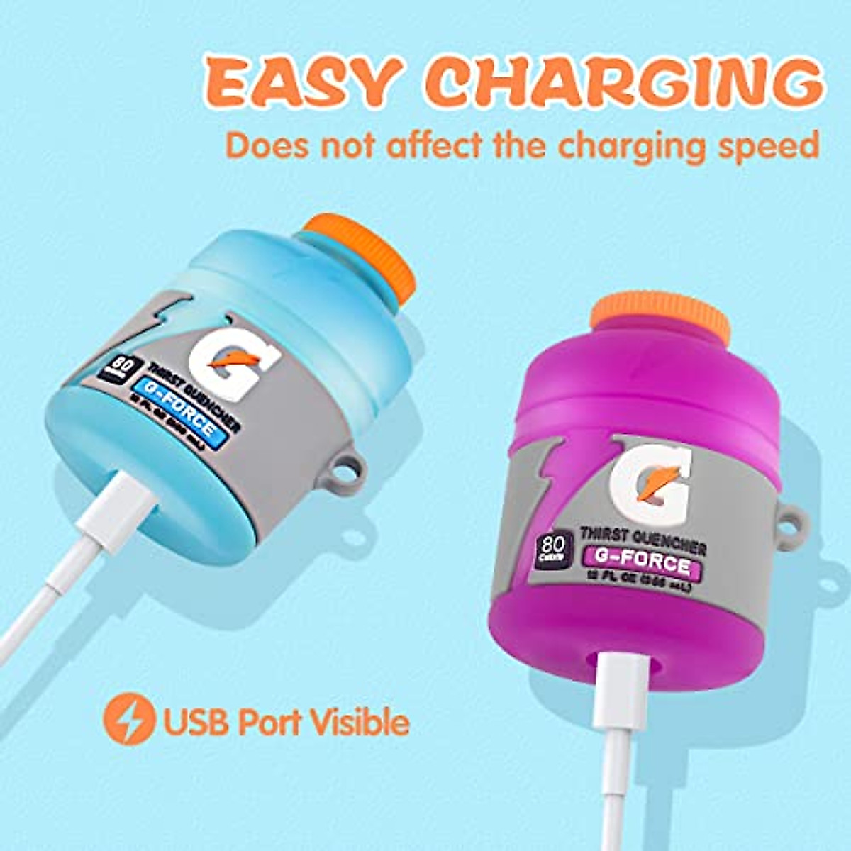 3 Pack Drink Cases for AirPods Case 2nd Generation, Funny Soft Silicone Fashion Cartoon Food Skin Protective Cover, Sport Drinks Water Cute Fun for Apple AirPod 2/1 Women Girls Boys with Keychain