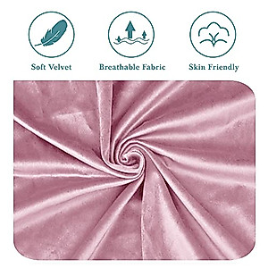 HOOMIC Queen Size Platform Bed Frame with Velvet Upholstered Plush Vertical Channel Headboard, No Box Spring Needed, Easy Assembly,Pink