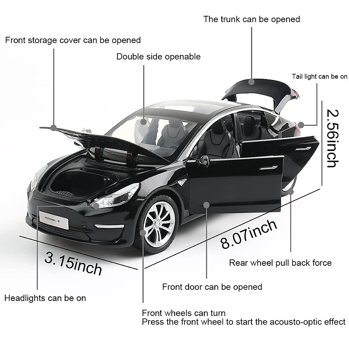 Diecast Toy Car Sian FKP37 Sports Model Car,Zinc Alloy Simulation Casting Pull Back Vehicles,1:32 Scale Supercar Toys with Lights and Music Sound for Toddlers Kids Children Boys Girls Gift (Blue)