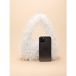 Verdusa Women's Faux Fur Fuzzy Hobo Bag Furry Handbag Purse White one-size