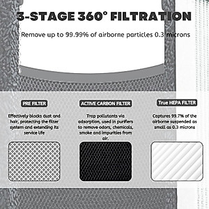 Nispira 3-in-1 True HEPA Filter + Carbon Compatible with AFLOIA FILLO, HALO, MOOKA Allo Air Purifier, Honati, Miroco, Vanaheim and Saki Air Purifier, 2 Packs