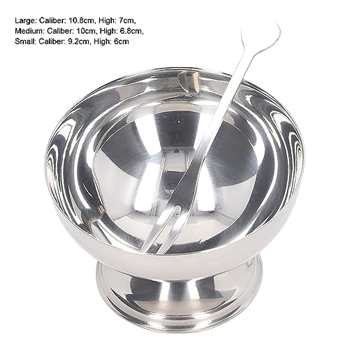 Milltrip Ice Cream Bowl, Stainless Steel Dessert Pudding Bowls, Sundae Salad Serving Dip Bowl, Trifle Tasting Bowls with Fork(#1)