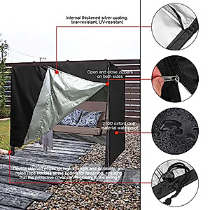 yeshine Outdoor Swing Cover, 3 Seater Patio Swing Cover Hammock Chair Glider Covers, Waterproof 210D Silver Coated Oxford Fabric, UV Protection, Dustproof, 86.61" x 49.21'' x 66.93'', Black