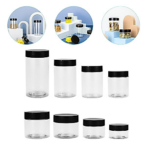 DITUDO 8pcs Assorted Juicing Clear Fruit Jars Ml+ Container Cereal Lip Sample Home Food Wild- Powder Balm Eye Canisters Storage Tea Cylinders Mouth Face Transparent Lids Cosmetics Shadow