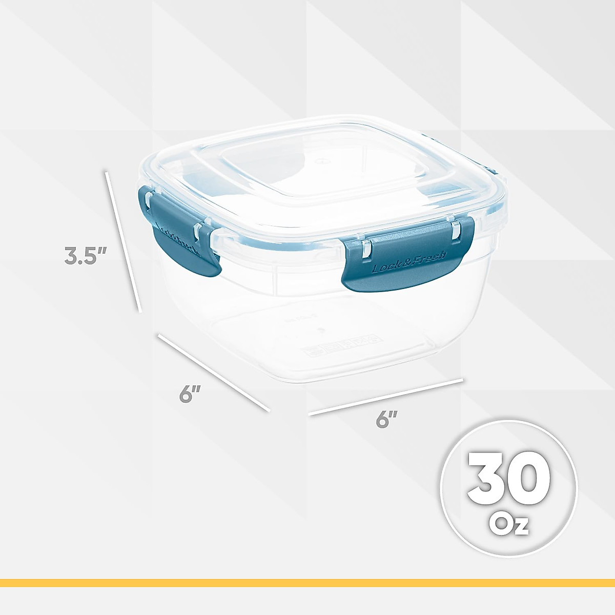 Superio Plastic Food Storage Containers with Airtight Lids, 6 Pack- 30 Oz, BPA Free, Leakproof, Stackable, Microwave, Dishwasher, Freezer Safe, Blue