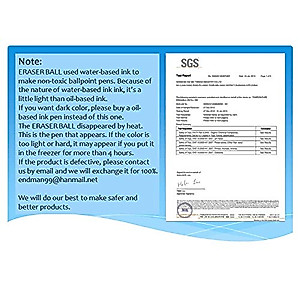 ERASER BALL 3 Color 0.38mm, Erasable Gel Pen and Refills, Black Blue Red Ink, MB-300 (5 Pens)