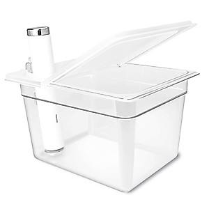 Everie Sous Vide Container 12 Quarts with Universal Collapsible Hinged Lid, Compatible with Anova All Models, Breville Joule, Wancle, Instant Pot Cookers (Container with Plastic Lid and Rack)