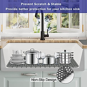 URMONA Sink Protectors for Kitchen Sink, 24.8'' x 13'' Silicone Sink Mat, Sink Mats for Bottom of Kitchen Stainless Steel Sink, Non-Slip Folding Sink Mat for Kitchen Sink