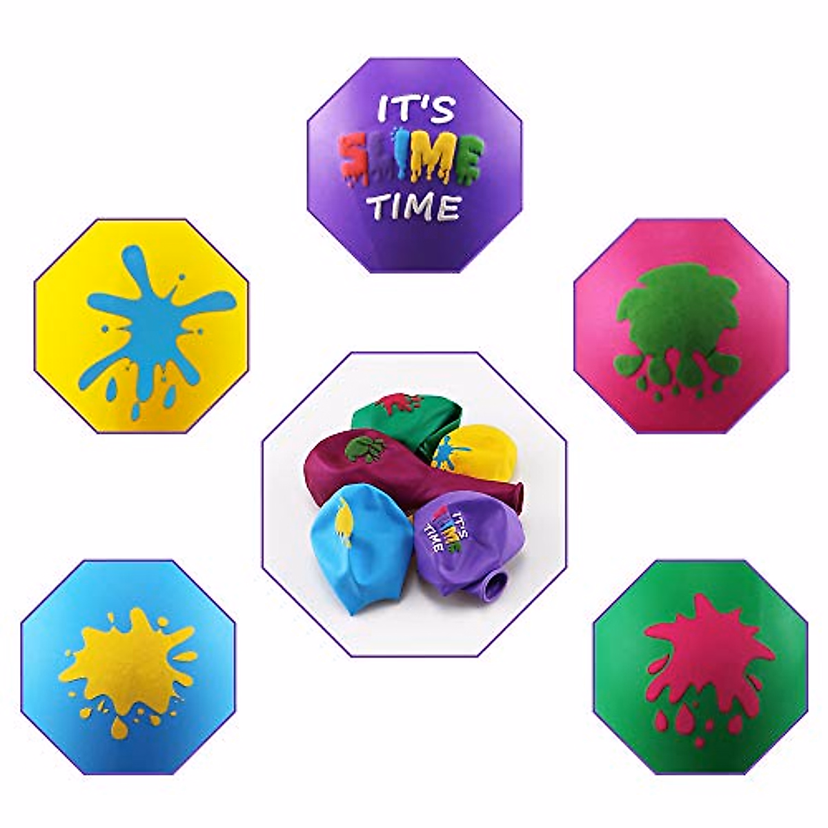 50Pcs Slime Balloons for Slime Birthday Party, It's Slime Time Party Balloons Bouquet, 12 Inch Latex Balloons for Kids Colorful Birthday Party, Baby Shower, Paint Art Themed Neon Glow Party Supplies