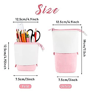 Oyachic Stand up Pencil Case Standing Pencil Holder Transformer Pencil Pouch Telescopic Pen Bag Cute Makeup Bag Cosmetic Organizer Bag Stationery Box for Women (Pink)