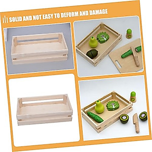 PRETYZOOM 2pcs Wooden Organizer Basket Beige Basket for Storage Wooden Storage Container Wooden Basket
