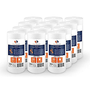 Aquaboon 12-Pack of 1 Micron 10" x 4.5" Sediment Water Filter Replacement Cartridge | Whole House Sediment Filtration | Compatible with W15-PR, HD-950, WFHD13001B, GXWH35F, GXWH30C, HF45-10BLBK10PR