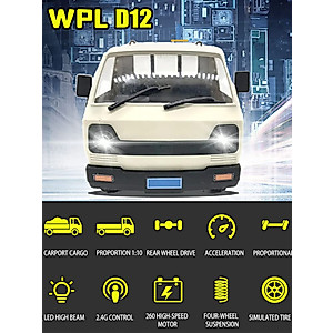 The perseids Remote Control Car WPL D12 RTR RC Rock Crawler, 1/10 Full Scale RC Drift Cars 2.4Ghz Offroad Pickup Trucks All Terrain Car RC Racing Climbing Vehicle Silver