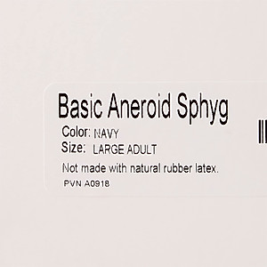 McKesson Basic Pocket Aneroid Sphygmomanometer - Blood Pressure Gauge and Cuff, 2 Tubes, for Adults, Navy Blue - Large Cuff, 34 cm to 50 cm, 21.6 in Long Tubes, 1 Count