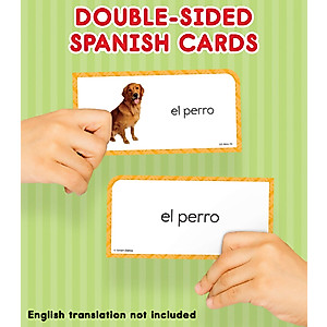 Carson Dellosa 104 Spanish Flash Cards for Kids, Spanish Vocabulary Flash Cards for Beginners, Picture Flash Cards for Toddlers, Learning Spanish Game for Beginners